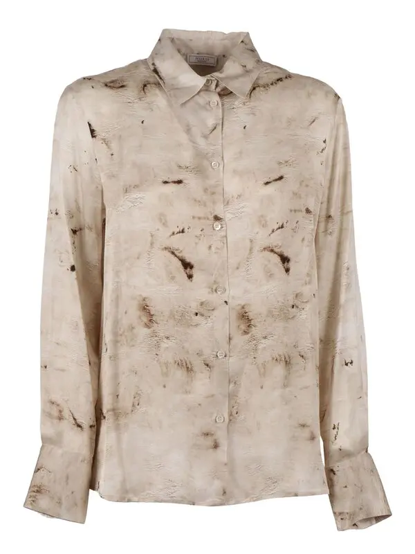 Peserico Printed Shirt With Classic Collar - Nude