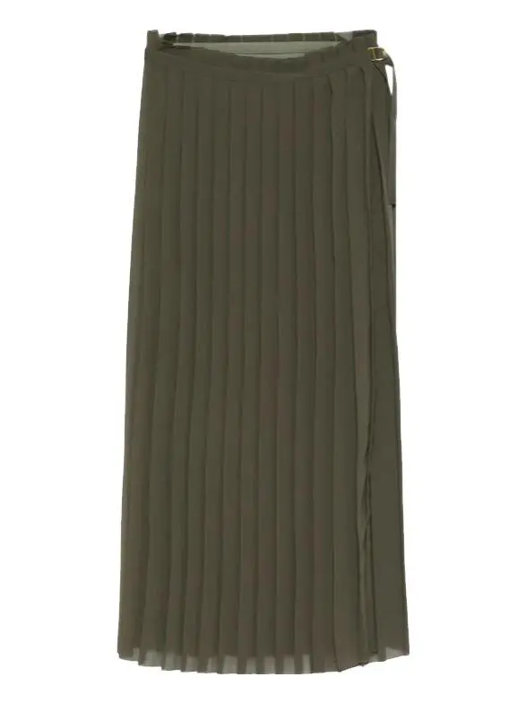 Ami Pleated Maxi Skirt - Green