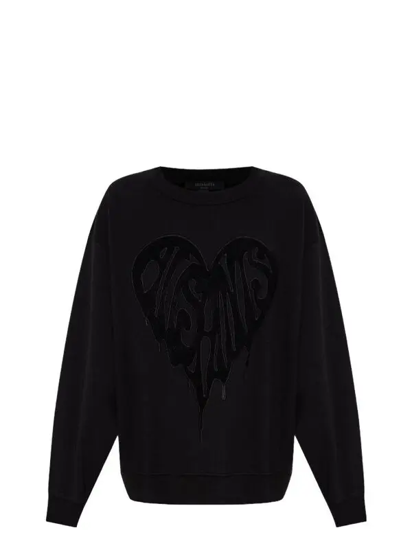 ALLSAINTS Trip Crewneck Sweatshirt With Embellished Heart Graphic - Black