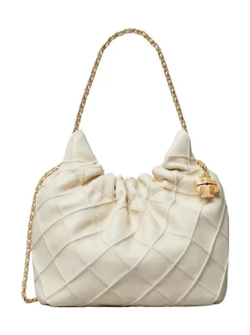 Tory Burch Fleming Drawstring Hobo Bag - Light Frost