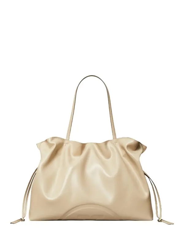 Tory Burch Ella Recycled Drawstring Tote Bag - Light Stone