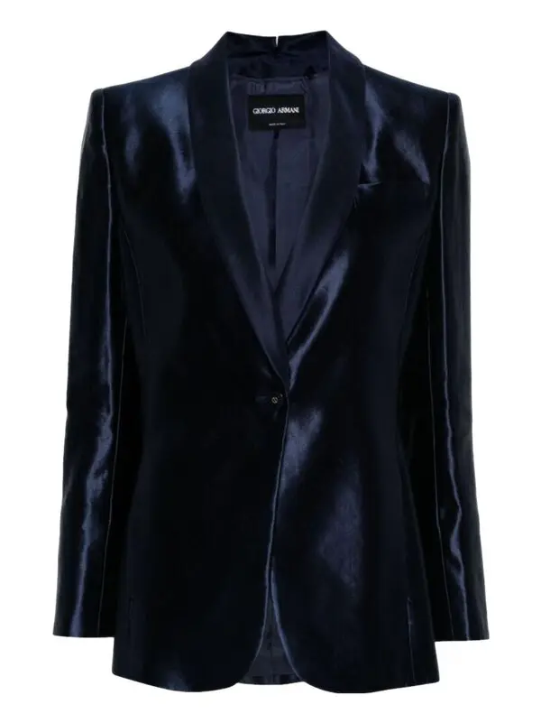 Giorgio Armani Single-breasted Satin Blazer - Black
