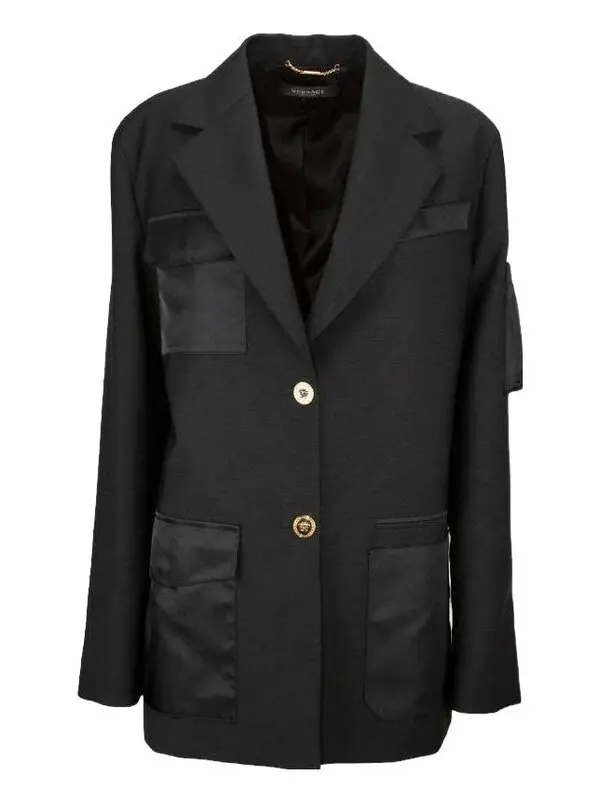 Versace Long-sleeve Belted Jacket - Black
