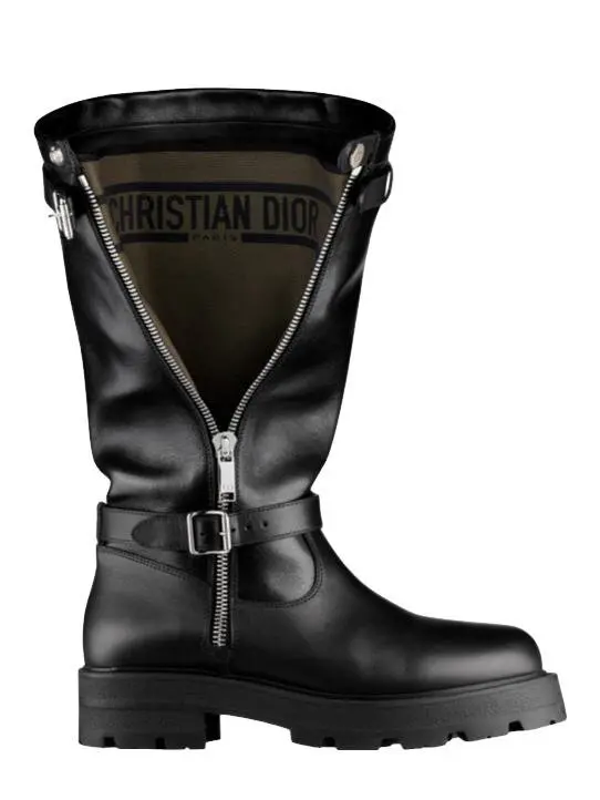 Dior Leather Buckled Zip-up Boots - Black