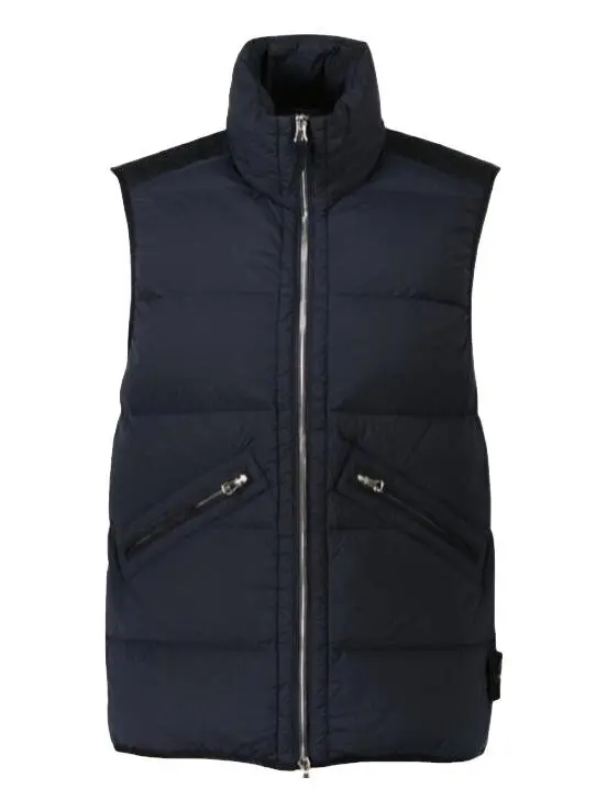 Stone Island High Neck Zipped Gilet - Navy Blue