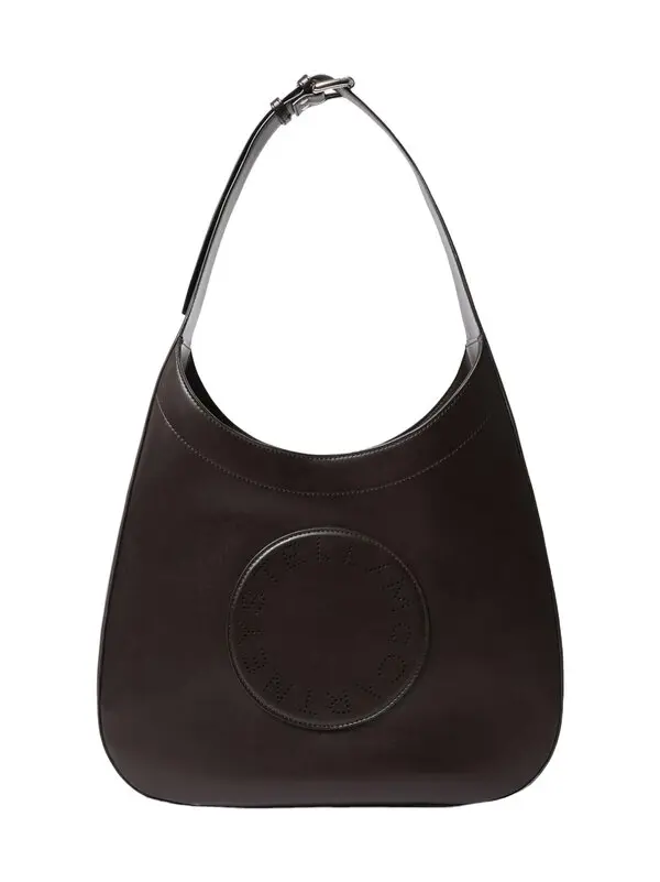Stella McCartney Logo Belt Slouchy Hobo Bag - Dark Chocolate