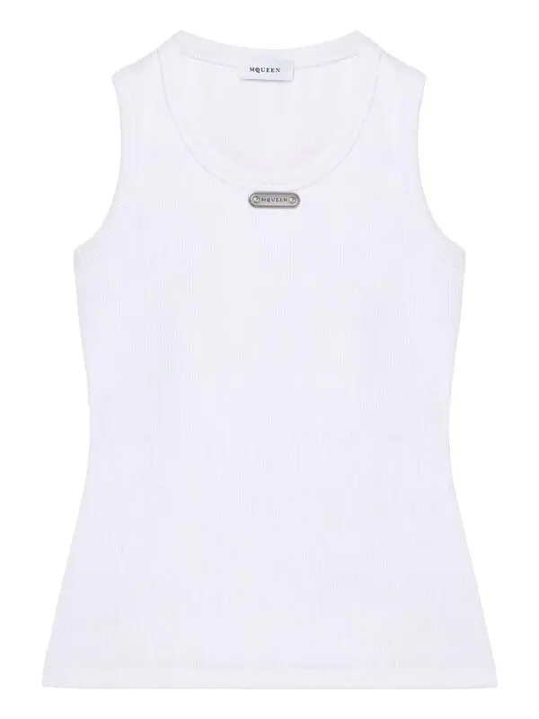 Alexander McQueen Logo Plaque Ribbed Tank Top - Optical White