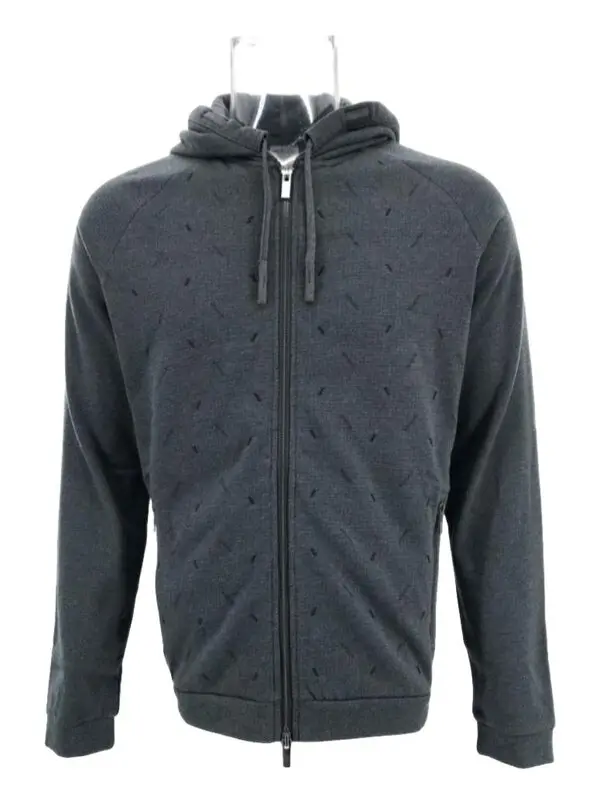 Emporio Armani Long-sleeved Zip-up Hooded Sweater - Black