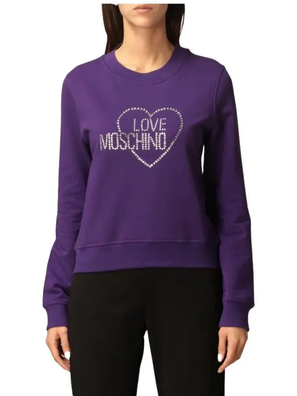 Moschino Heart Embellished Round Neck Sweater - Black
