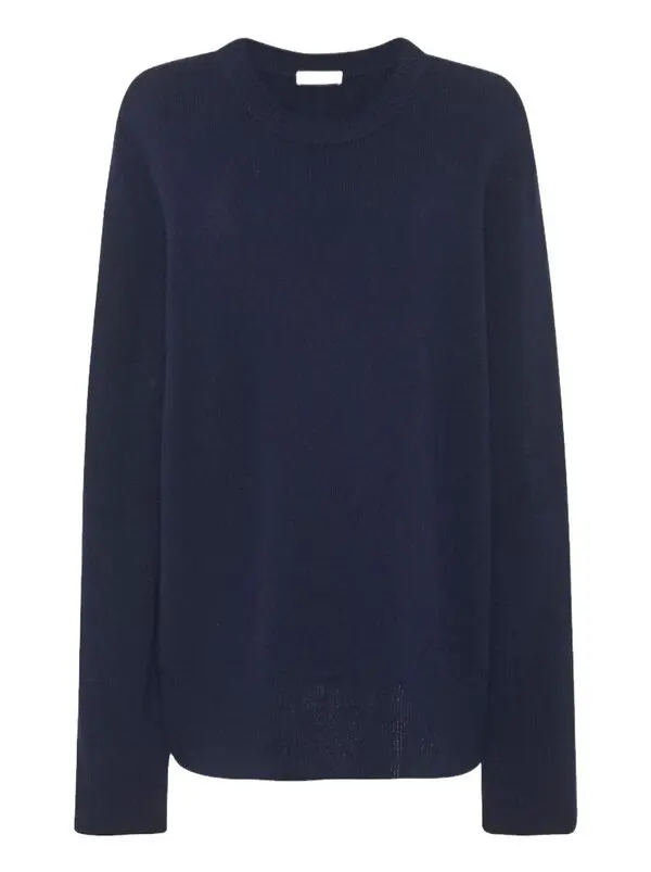 THE ROW Ribbed Wool Blend Pullover - Deep Navy Blue