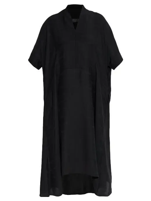 Balenciaga V-neck Midi Dress With Asymmetrical Hem - Black