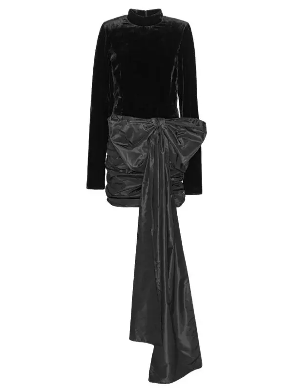 ROTATE BY BIRGER CHRISTENSEN Velvet Bow Mini Dress - Black