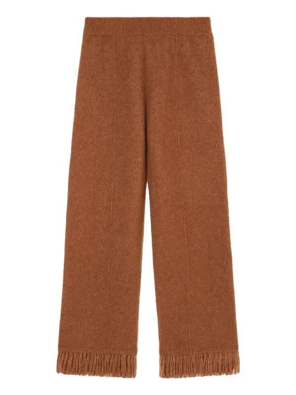 Alanui Fringe-detail Knit Trousers - Brown
