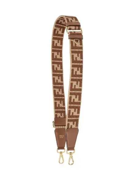 Fendi Hazelnut Ff Jacquard Shoulder Strap - Hazelnut Color