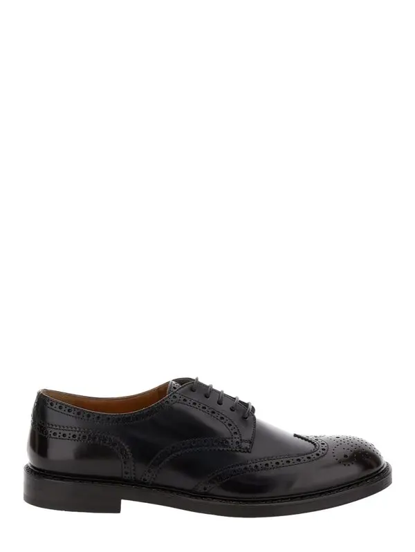 DOUCAL'S Dovetail Lace-up Oxford Shoes - Black