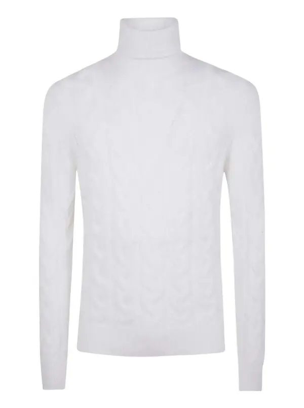 GRAN SASSO Cable-knit Turtleneck Sweater - White