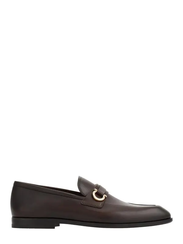 FERRAGAMO Gancini Decorative Loafers - Black