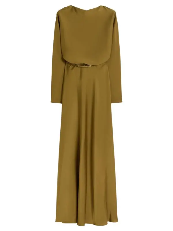 Max Mara Pentola Long-sleeve Maxi Dress - Khaki
