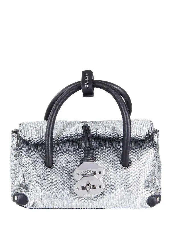 ZANELLATO Double-handled Shoulder Bag With Sequins And Turn-lock Closure - White