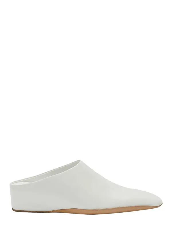 JIL SANDER Square Toe Wedge Mules - White