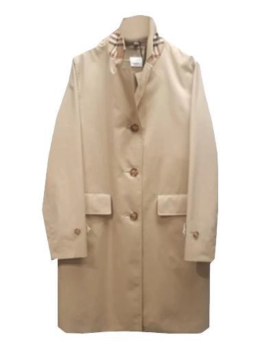 Burberry Single-breasted Windbreaker With Lapel Collar - Khaki