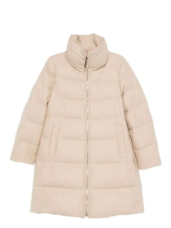 Herno Quilted Zip-up Coat - Nude