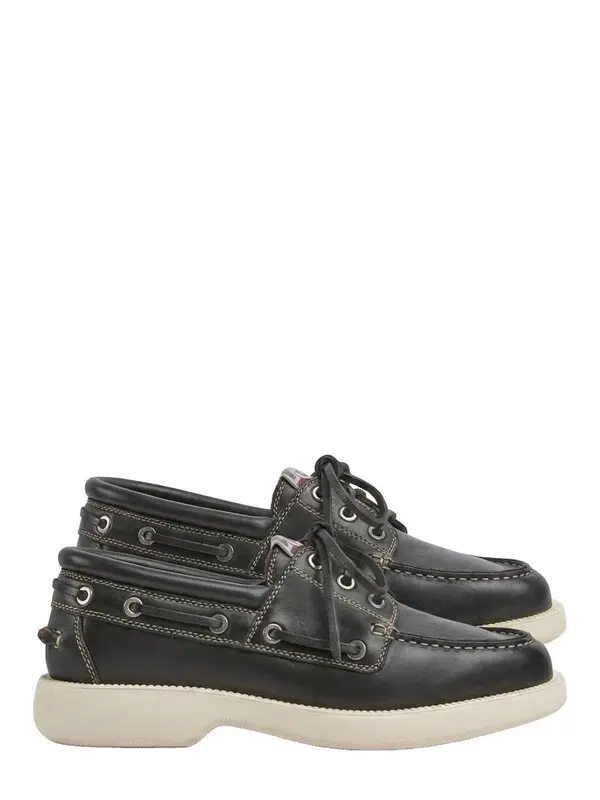 Gucci Lace-up Casual Leather Boat Shoes - Black