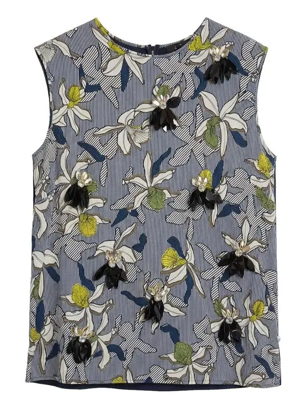 Sportmax Sleeveless Embellished Silk Top - Black