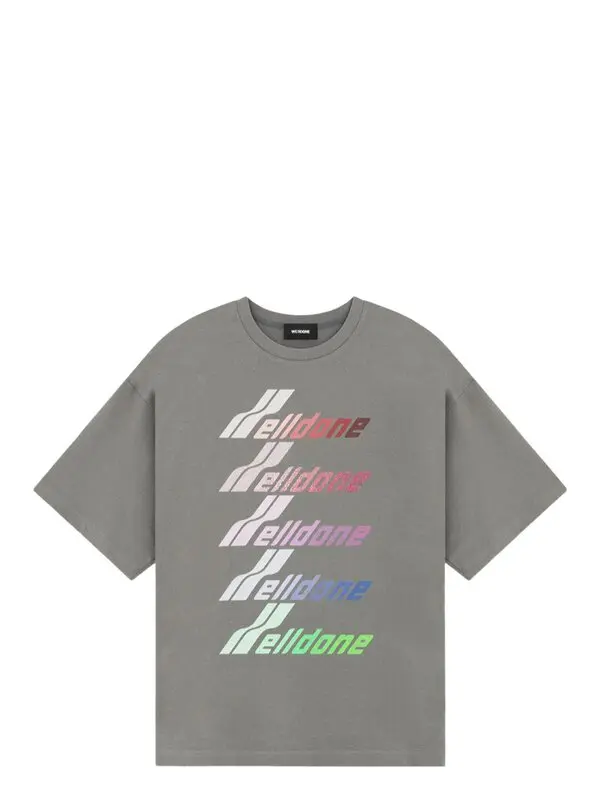 We11Done Multi Logo Print T-shirt - Grey