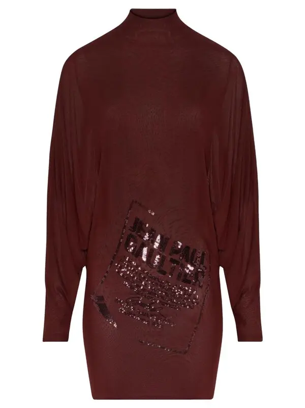JEAN PAUL GAULTIER Turtleneck Dress With Sequin Embellishments And Batwing Sleeves - No