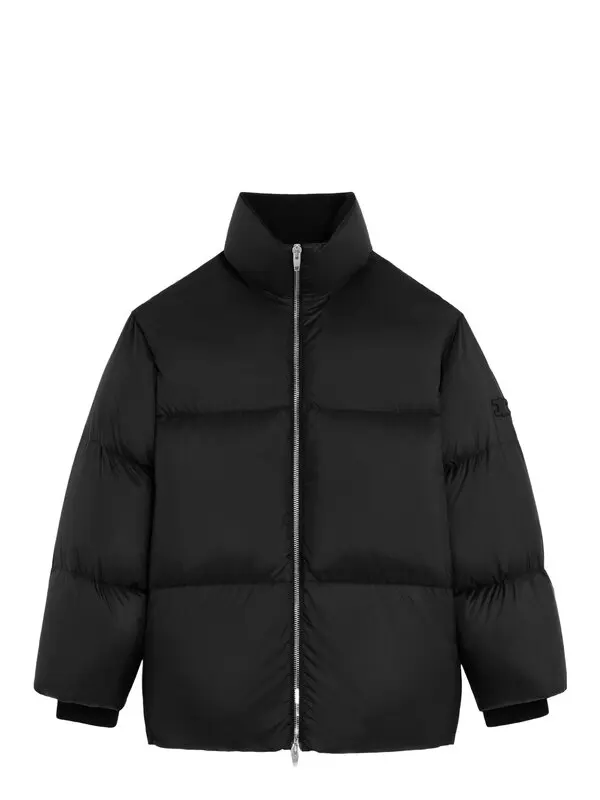 Celine Long Puffer Jacket In Light Nylon - Black