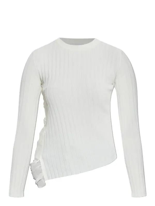 Alexander McQueen Ribbed-knit Asymmetric Top - White