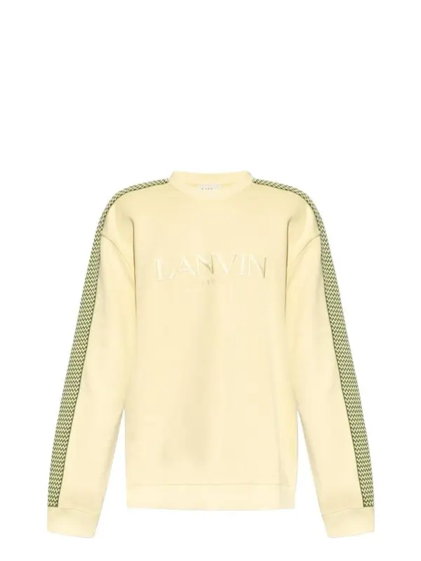 LANVIN Crewneck Sweatshirt With Embroidered Logo And Geometric Inserts - Nude