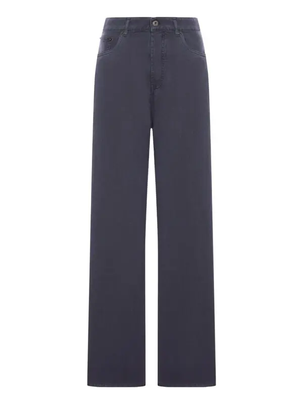 Miu Miu Logo Embroidered Denim Jeans - Black