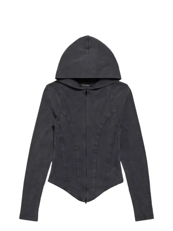 Balenciaga Corseted Zip-up Hoodie - Black Faded