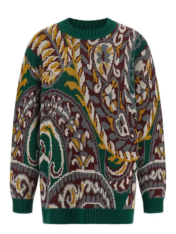 Etro Wool Paisley Jacquard Crew Neck Sweater - Multicolor