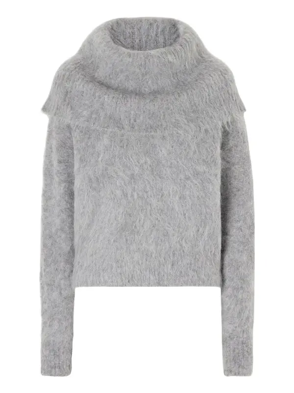 TOTEME Alpaca Wool Blend Funnel Neck Sweater - Grey