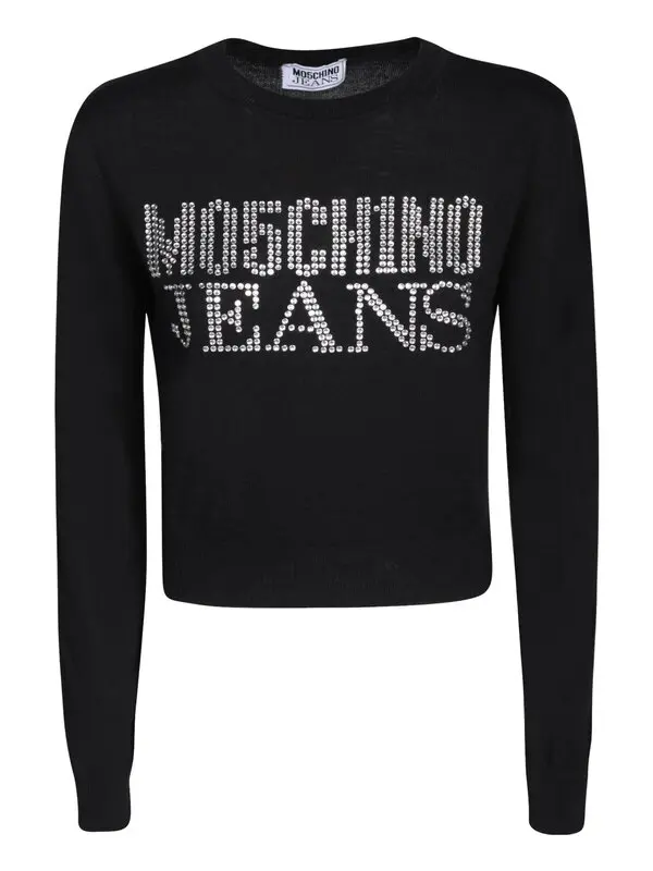 Moschino Rhinestone Embellished Wool-blend Jumper - Black