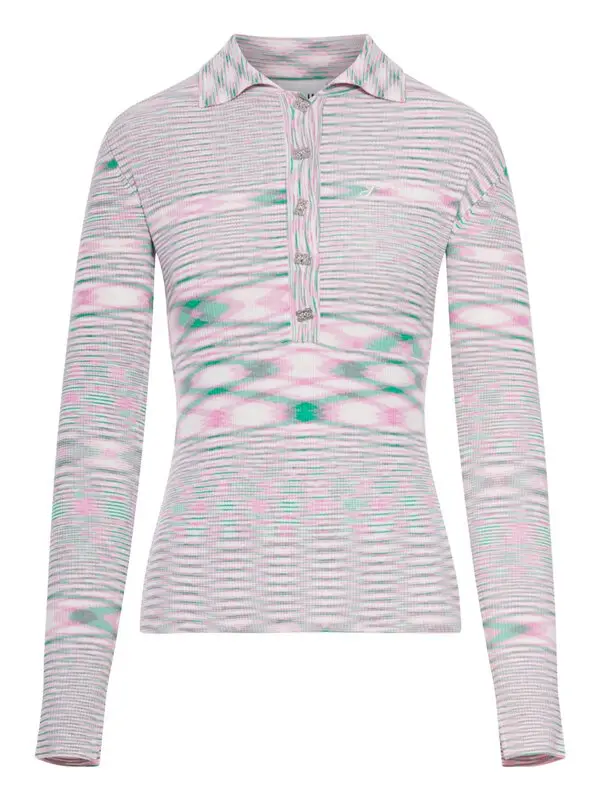 GANNI Long Sleeve Collared Button-up Top - Multicolor