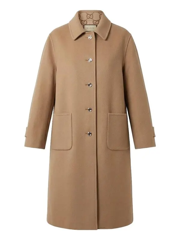 Gucci Reversible Gg Wool Coat - Brown