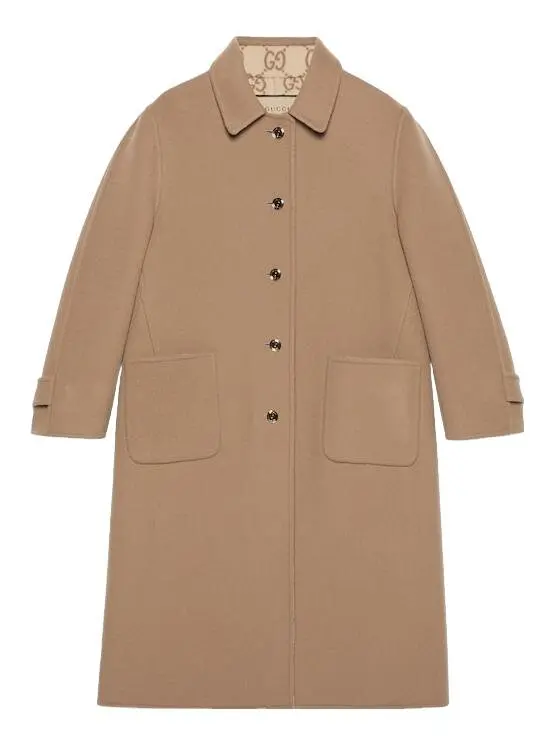 Gucci Reversible Gg Wool Coat - Brown