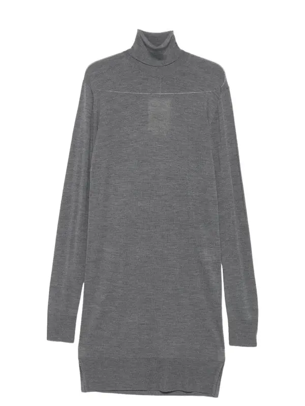 TOTEME Turtleneck Long-sleeve Ribbed Dress - Gray