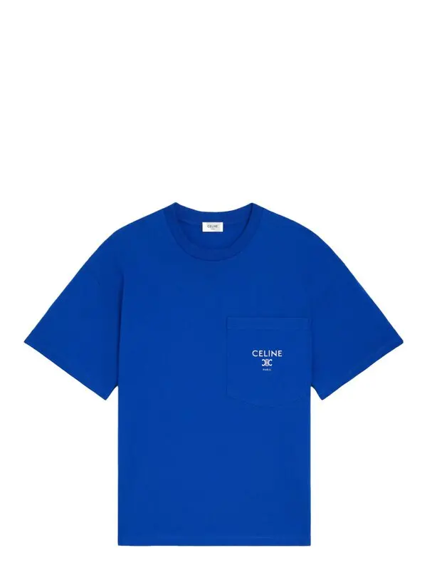 Celine T-shirt In Cotton Jersey - Royal Blue/off-white