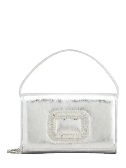 ROGER VIVIER Pilgrim Embellished Micro Tote Bag - Silver