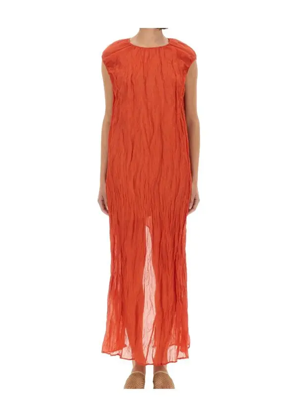 ALYSI Metallic Gauze Maxi Dress - Red