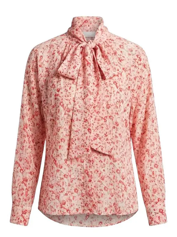 Max Mara Long-sleeved Printed Shirt With Lace-up Ties - Brown