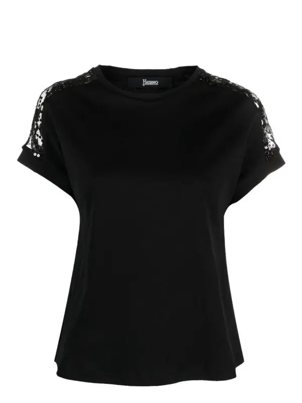 Herno Sequin Embellished T-shirt - Black