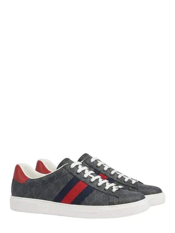 Gucci Ace Low-top Sneakers With Web Detail - Black