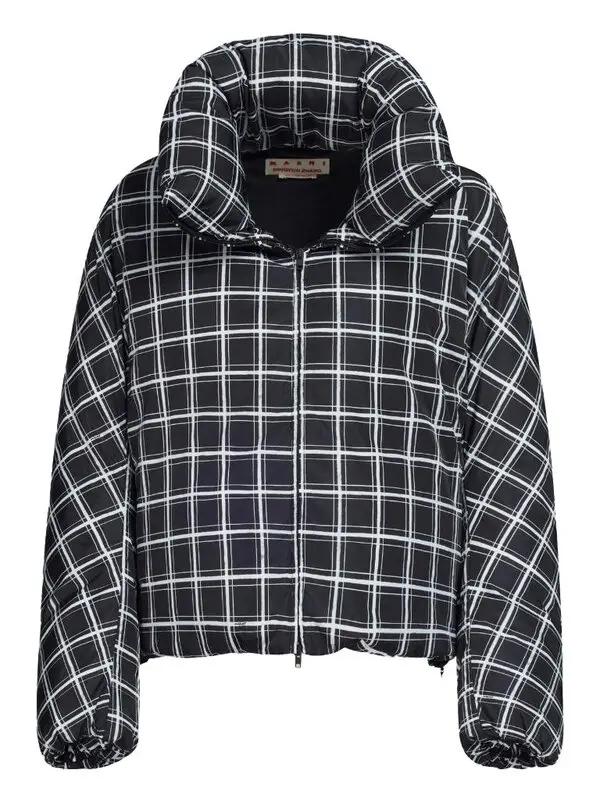 Marni Checked Oversized Down Jacket - Black