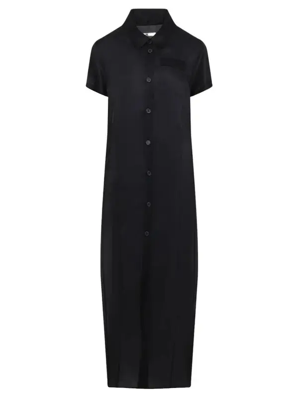 Khaite Long Dress With Pointed Collar And Short Sleeves - Black